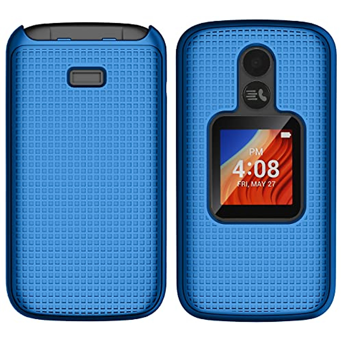 Case for Alcatel TCL Flip 2 Phone (2022), NakedcellPhone [Grid Texture] Slim Hard Shell Protector Cover for T408DL / TFALT408DCP - Cobalt Blue