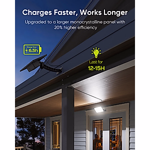 JACKYLED Solar Lights Outdoor 299 LED 1000 Lumens Bright Solar Wall Spotlight with 4000mAh Battery IP65 Waterproof Dusk to Dawn Auto Lighting for Front Door Balcony Shop Barn Garage (Black, 2-Pack)