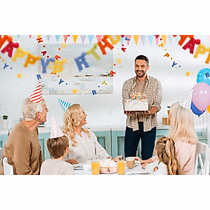 Glaciart One Happy Birthday Garland - Natural Handmade Wool Letters & Balls - Birthday Party Decorations & Party Supplies - Ready-to-Hang Art - 6Ft, Rainbow-Colored