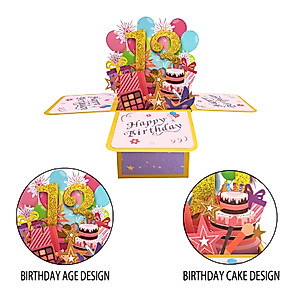 Asmallgf Happy 13th Birthday Pop Up Card for Girl Boy, Sweet Thirteen Year Old Birthday Gift Idea for Daughter Niece, Funny 13 Bday 3D Greeting Card for Him Friends