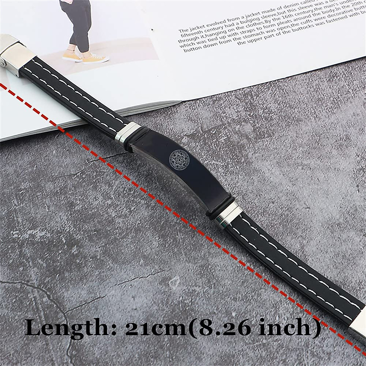 2 Pack The 7 Archangels Prayer Protection Silicone Bracelet, Religious Catholic Godness Saints Angels Seal Amulet Wristband, Christ Christening Personalized Engraved Bangle for Christian,Black,Silver