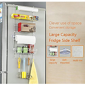 Ritioner Refrigerator Rack, Fridge Side Shelf Multi-Layer Sidewall Holder, Multifunctional Kitchen Supplies Organizer Household Hanging Hook Folding Fridge Storage for Narrow Spaces by Everyday Home