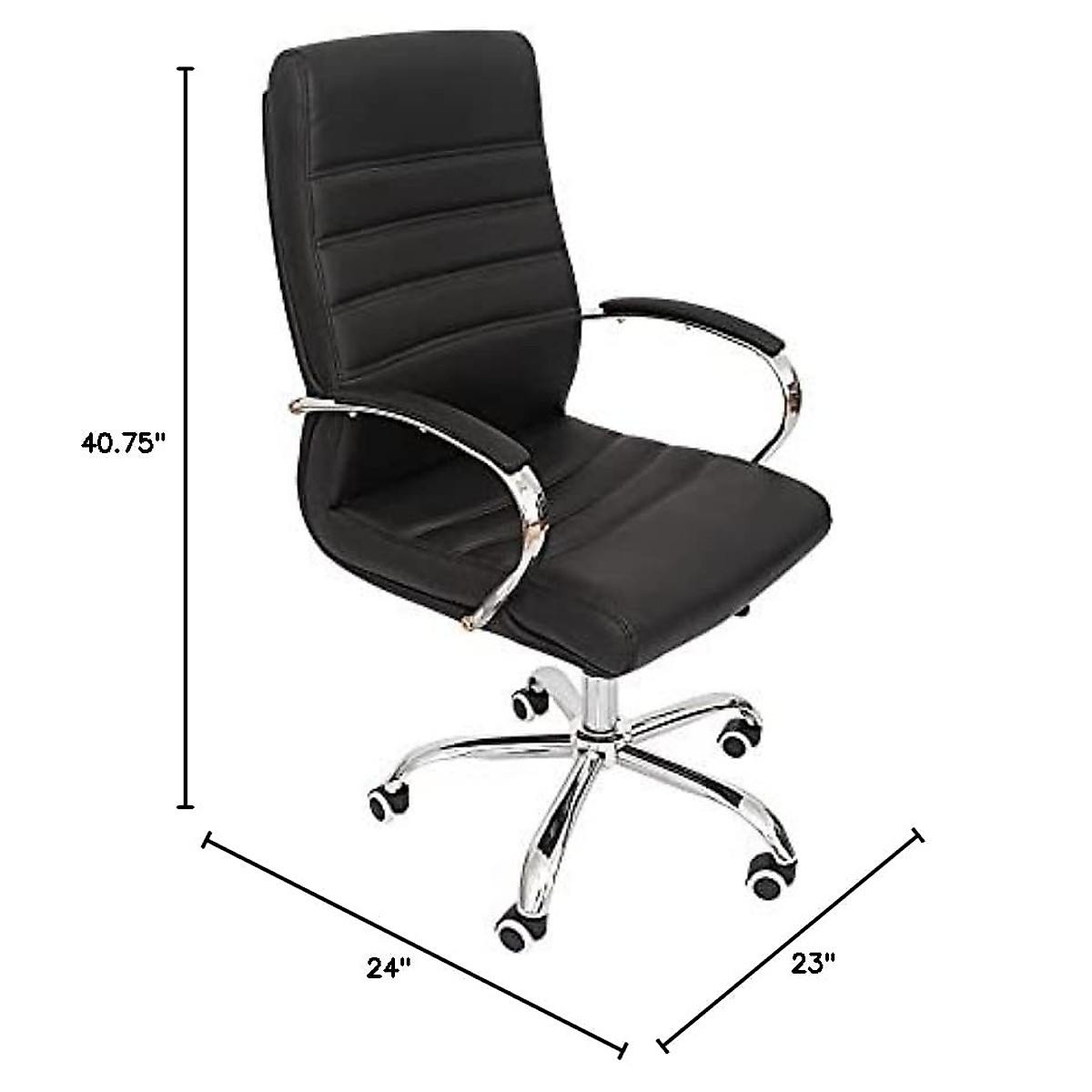 CangLong High Back Wheels Ergonomic Executive Adjustable Waterfall Seat Padded Arms Swivel Computer Office Chairs, Black