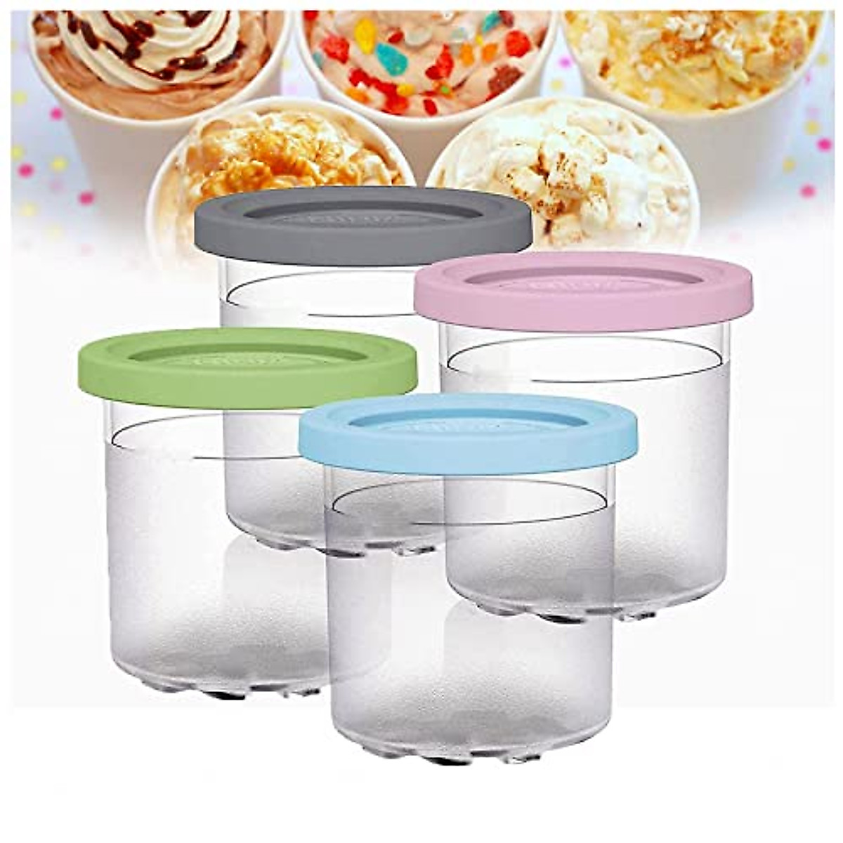 Creami Deluxe Pints, for Ninja Ice Cream Maker Cups, Ice Cream Pints Cup Bpa-Free,Dishwasher Safe for NC301 NC300 NC299AM Series Ice Cream Maker