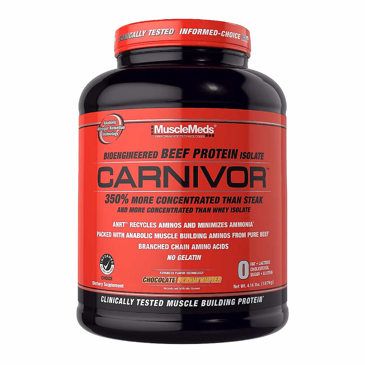 MuscleMeds Carnivor Beef Protein Isolate Powder, Chocolate Peanut Butter, 4.14 Pound