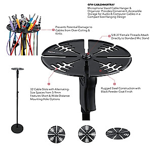 Gator Frameworks Microphone Stand Cable Hanger & Organizer; Prevents Cables from Over-Coiling or Kinking (GFW-CABLEHNGRTRAY)