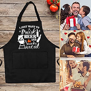 CUSUGBASO Grill Aprons for Men, One Size Funny Grilling Aprons with Three Pockets Birthday Gifts for Men, Dad Christmas Gifts,House Warming Gifts