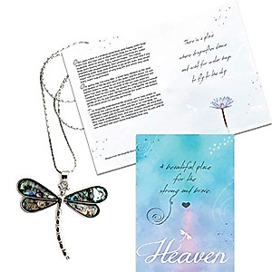 Smiling Wisdom - Heaven Dragonfly Story Greeting Card Gift Set - Abalone Dragonfly Necklace - Loss, Grief, Bereavement or Simple Explanation of Heaven and Earth - Child, Tween, Teen, Girl, Women
