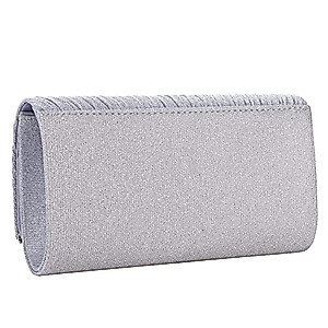 ZHANNI Clutch Purses for Women Fashion Shining Evening Bag Handbag Party Wedding Clutch (Silver)