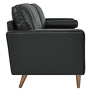 Modway Valour 88" Modern Style Leather and Dense Foam Sofa in Black Finish
