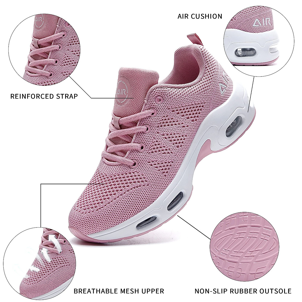 SURRAY Women's Air Running Shoes Walking Tennis Sneakers Athletic Fashion Breathable Sport Gym Shoes(US6.5) Pink