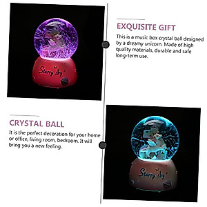 NOLITOY Animal Crystal Ball 3pcs Home Musical Girls Up Gift Day Music Cartoon Holiday Adornment Decoration Lamp New Valentines Light Birthday Tabletop Xcm Collectible Resin Water Year