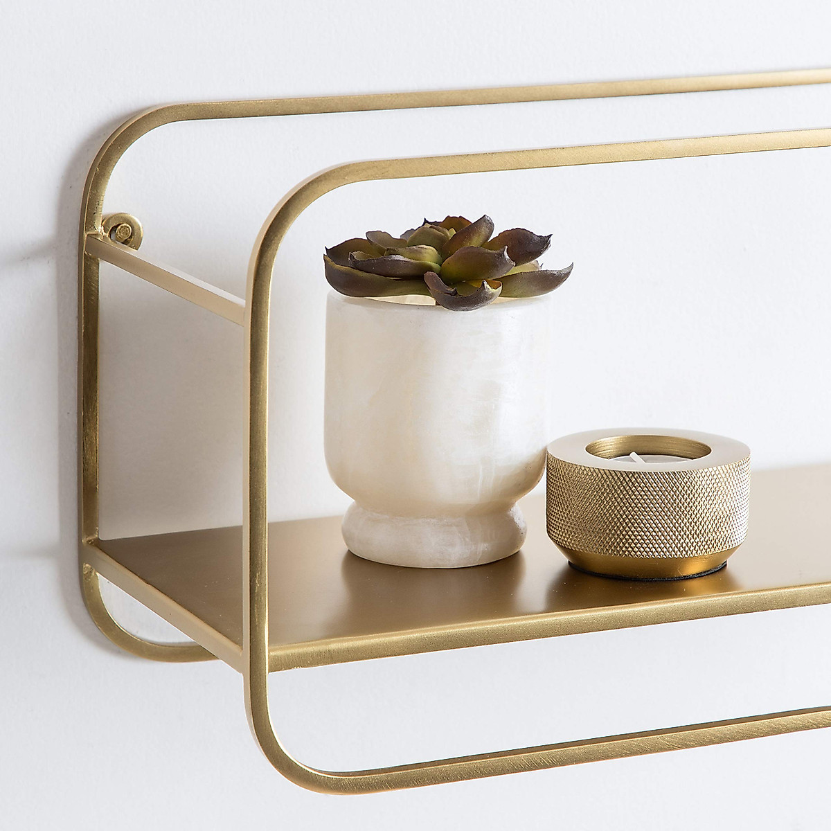 Kate and Laurel Emerline Midcentury Shelf Set, Set of 2, Gold, Decorative Modern Shelves for Storage and Display