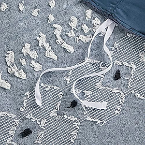 INK+IVY Dora Organic Cotton Duvet Set, Chambray with Textured Clipped Yarns and Tufted Geometric Design, Breathable, All Season Boho Bedding, Matching Shams, King/Cal King(104"x92") Blue 3 Piece