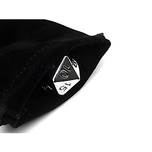 Koplow Games Large 22mm Zinc Metal Alloy Countdown D20 Dice w Black Bag, 1 Pc - Black Numbers