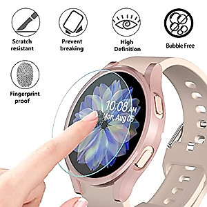 HASDON [6+6Pack] Screen Protector Case for Samsung Galaxy Watch 5 / Galaxy Watch 4 40mm, Bubble Free Tempered Glass Film + Waterproof Hard PC Bumper No Water Collected Protective Cover