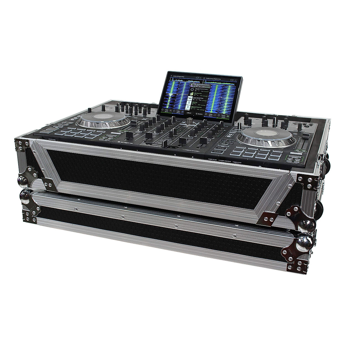 ProX XS-PRIME4 W ATA Flight Case For Denon PRIME 4 DJ Controller with 1U Rack Space and Wheels