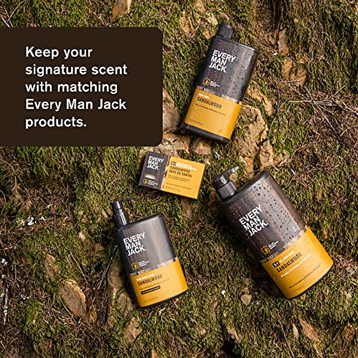 Every Man Jack Sandalwood 2-in-1 Mens Bar Soap - Wash and Shampoo for All Skin and Hair Types - Ultra Hydrating Made with Natural Ingredients like Shea Butter, Aloe Vera, Glycerin - 6oz