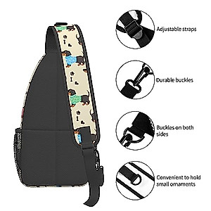 qyopvli Dachshund Sling Bag Crossbody Backpack Hiking Travel Daypack Chest Bag Lightweight Shoulder Bag For Women Men