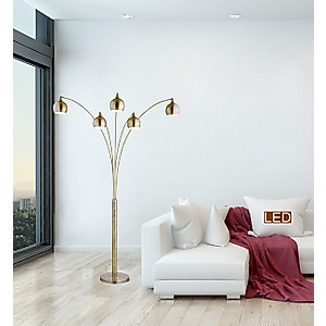 Artiva USA LED9656FAB Amore 86" 5-Arched LED Floor Lamp with Dimmer, Antique Satin Brass