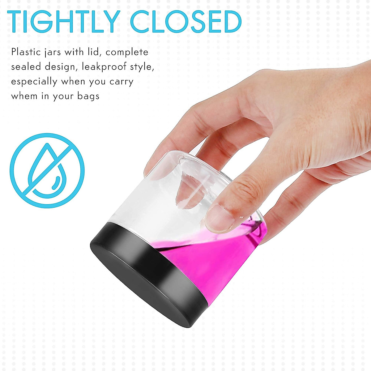 LotFancy Plastic Jars with Lids, 15 Pack 8 Oz Plastic Containers, Refillable Empty Slime Containers, Storage Jars for Dry Food, Cosmetics, Crafts, Cream, Kitchen Small Empty Jars