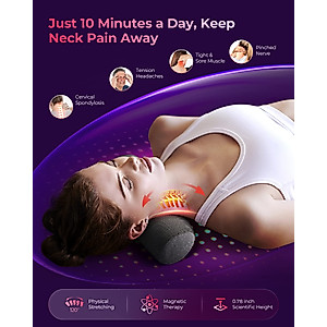 Neck Stretcher for Neck Pain Relief, Cervical Neck Traction Device with Magnetic Therapy Pillowcase, Neck Hump Corrector, Neck and Shoulder Relaxer for TMJ, Cervical Spine Alignment, Yellow