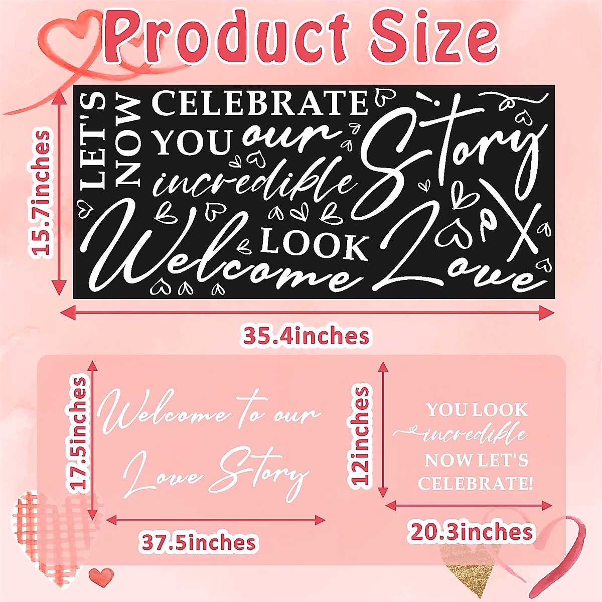 Wedding Welcome Signs Wedding Stickers Welcome to Our Love Story Sign Decals Selfie Mirror Decals for Wedding Party Borad Just Married Sign for Wedding Signage Mr and Mrs Decals Reception Decor(White)