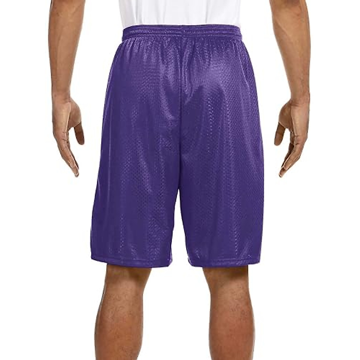 Hat and Beyond Mens Lightweight Basic Mesh Solid Basketball Jersey Workout Fitness Gym Shorts (X-Large, 1ihb01_Purple)