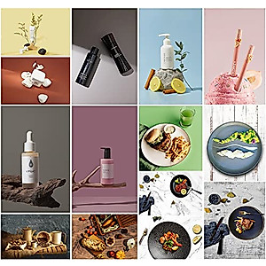 Exzycke 7PCS 14Patterns Photography Background Paper with Stand, 34x23in Double-Sided Photo Tabletop Backdrops Props for Food Jewelry Cosmetics Makeup (Green Pink Yellow Blue)