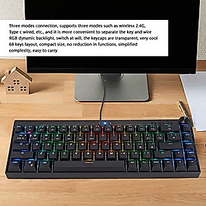 Garsentx Mechanical Gaming Keyboard with 2.4Gzh/BT/USB C Connection, 68 Keys Ergonomic Compact PC Wireless Keyboard with Hot Key RGB Backlit Light for Gaming Office (Red Shaft)