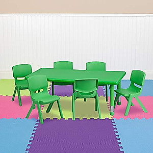 Flash Furniture Rectangular Activity Table Set, 24"W x 48"D x 14.50" - 23.75"H, Green