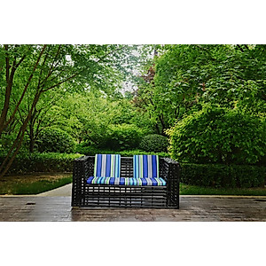 Outdoor Bench Cushion 48x17in Waterproof Patio Furniture Cushions Long Time Color Fastness Garden Sofa Settee Couch Swing Pads Thickened Sponge Filling Bench Cushions For Indoor Furniture/Blue