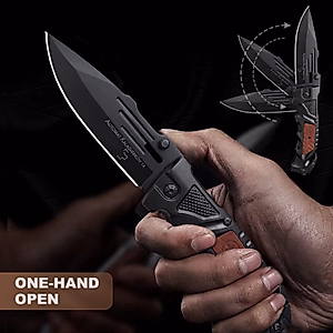 Pocket Knife for Men, Tactical Folding Knives with Clip, Glass Breaker & Seatbelt Cutter, EDC Survival Knife for Emergency, Cool Pocket Knives for Outdoor Camping Hunting Fishing