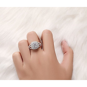 SUNLIAT Engagement Ring for Women, 925 Sterling Silver Cushion Cut Cubic Zirconia Halo Wedding Promise Ring for Her Simulated Diamond Anniversary Ring