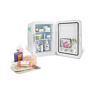 Cooluli 10L Mini Fridge for Bedroom - Car, Office Desk & College Dorm Room - 12V Portable Cooler & Warmer for Food, Drinks, Skincare, Beauty, Makeup & Cosmetics - AC/DC Small Refrigerator (Turquoise)