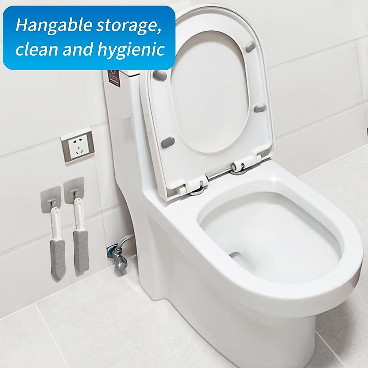 4TH Pumice Stone for Toilet Bowl Cleaning,Pumice Stick with Handle,Cleans Away Limescale Stain,Hard Water Rings, Calcium Buildup,Iron and Rust. Remover for Tile/Bath/Kitchen/Household - 2 Piece