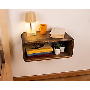 WOODCHES Floating Nightstand Wooden, Bedside Table, Nightstand Shelf, Handmade, Wall Mounted Bedside Shelf, Minimalist and Unique Style (Vancouver)