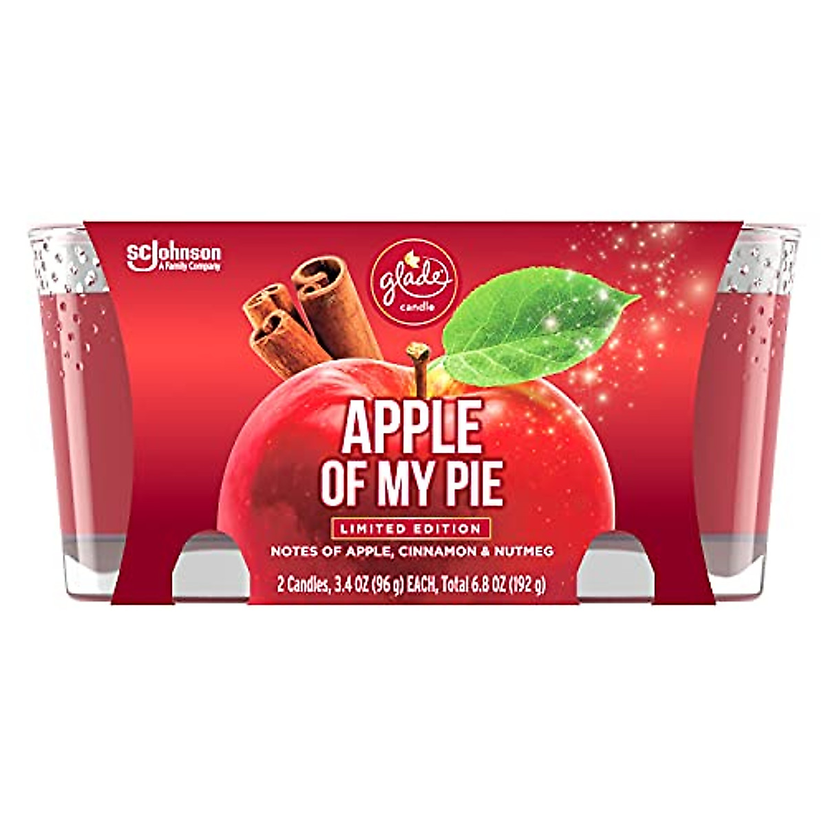 Glade Jar Candles, Fragrance Candles Infused with Essential Oils, Air Freshener Candles, 4 Candles 3.4 Oz (Apple of My Pie)