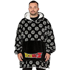 Dragon Ball Z Oversized Blanket Hoodie Adults Mens Womens Sherpa Fleece One Size Black