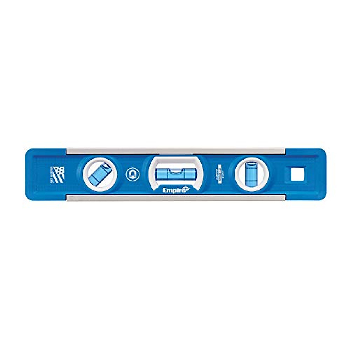 Empire Level EM81.9G 9 Inch Magnetic Torpedo Level w/Overhead Viewing Slot (Made in USA), Silver/White/Blue
