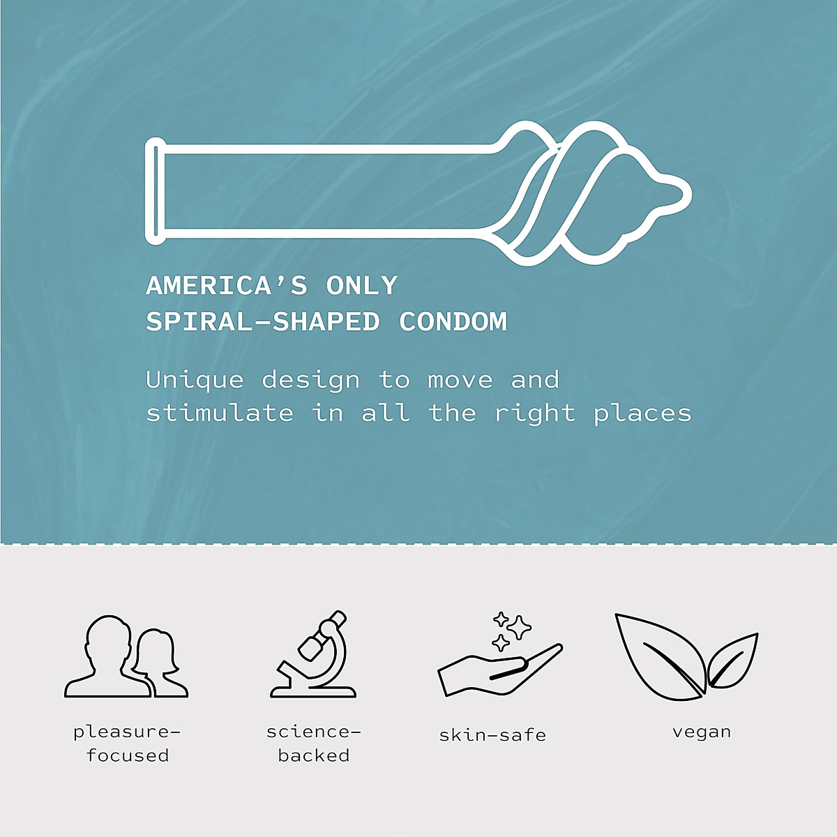 Kimono Swirl Condoms - Double-Helix Twisting Shape, Condom Innovation, Extreme Sensations, More Comfort, Lubricated, with Reservoir Tip, Natural Latex Condoms, Vegan, No Latex Odor (Pack of 12)