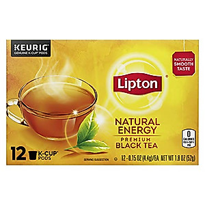 Lipton Tea K-Cups, Premium Black Tea, Hot or Iced, 12 Pods (Pack of 6)