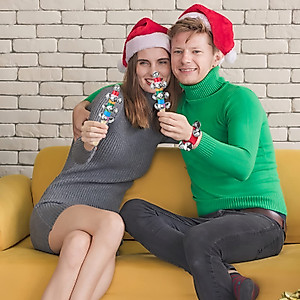 MILISTEN 3 Sets of Christmas Hand Jingle Bells and Band Wrist Bells, Hand Bells Ankle Bells, Wooden Handle Rainbow Bells Shaker Rattles, Hand Percussion for Christmas