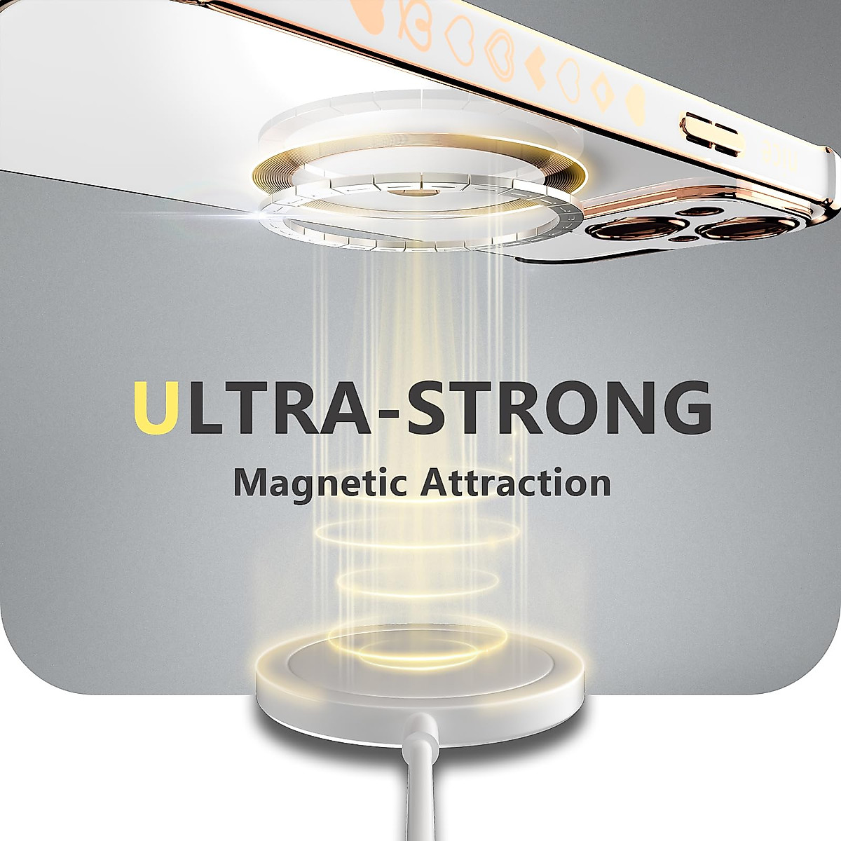 Rxuiael Magnetic Case for iPhone 13 Case for Women Girls Female [Compatible with MagSafe] Soft Luxury Love iPhone 13 Phone Case [ Four Raised Bumper Shockproof] 13 Cove White