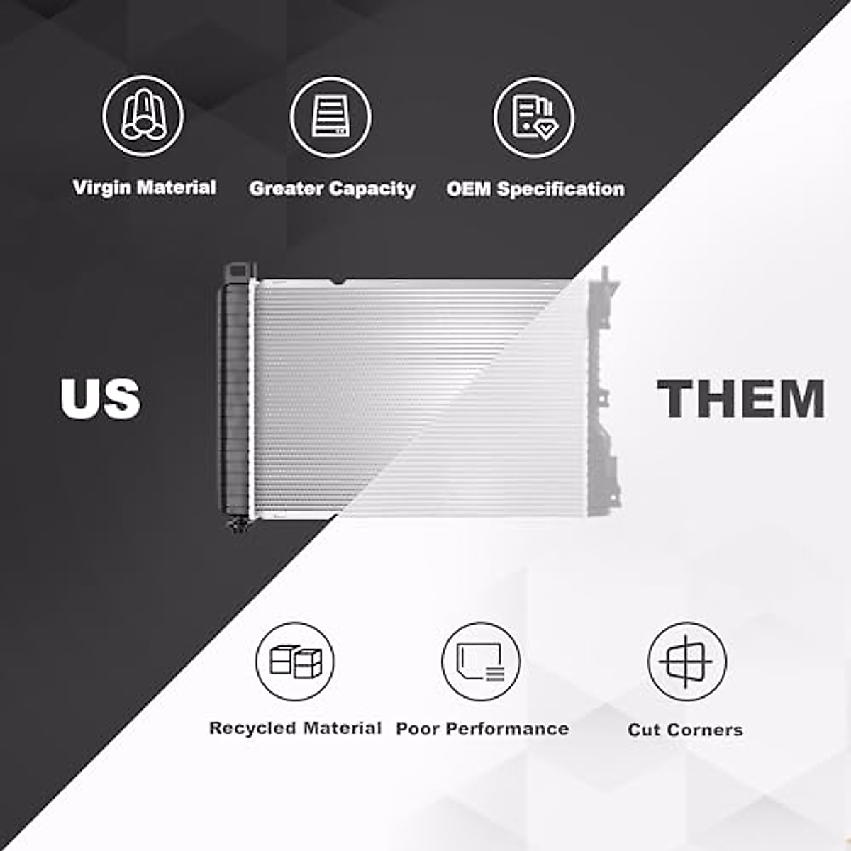 Klimoto Radiator 34" Wide | Compatible with Chevrolet Silverado Suburban Tahoe Cadillac Escalade 4.8L 5.3L 6.0L 6.2L V8 | KLI2370 Compatible with GM3010274 15841573 25811504 52486596 52487603 2370