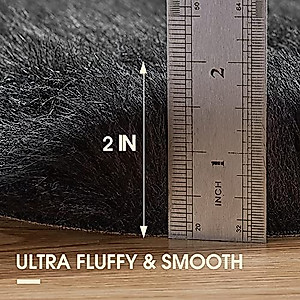 CosyCo Faux Fur Sheepskin Rug, Soft Plush Fluffy Fuzzy Area Beside Throw Rug, Decorative Luxury Chair Seat Cover for Bedroom, Living Room, Office, Couch, Floor, Home Decor, 2x3.7ft, Black