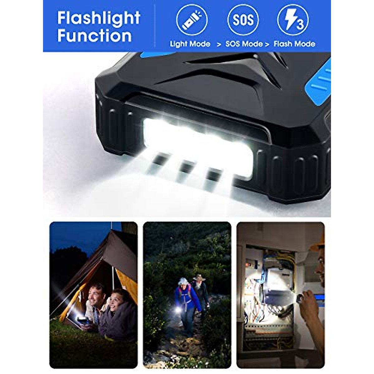 Solar Power Bank 36000mAh, Qi Wireless Charger, DJROLL Portable Solar Charger with Dual USB & Type-C Port 5V/3A Output, IP66 Waterproof Powerbank, Flashlights Cell Phone Charger for Camping Outdoor