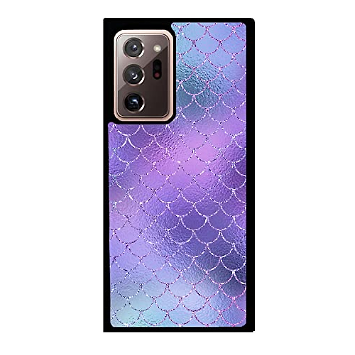 Purple Teal Mermaid Scales Skin Black Rubber Phone Case Compatible With Samsung Galaxy S23 S23+ Ultra S22 S22+ S21 S21FE S21+ S20FE S20+ S20 Note 20 S10 S10+ S10e