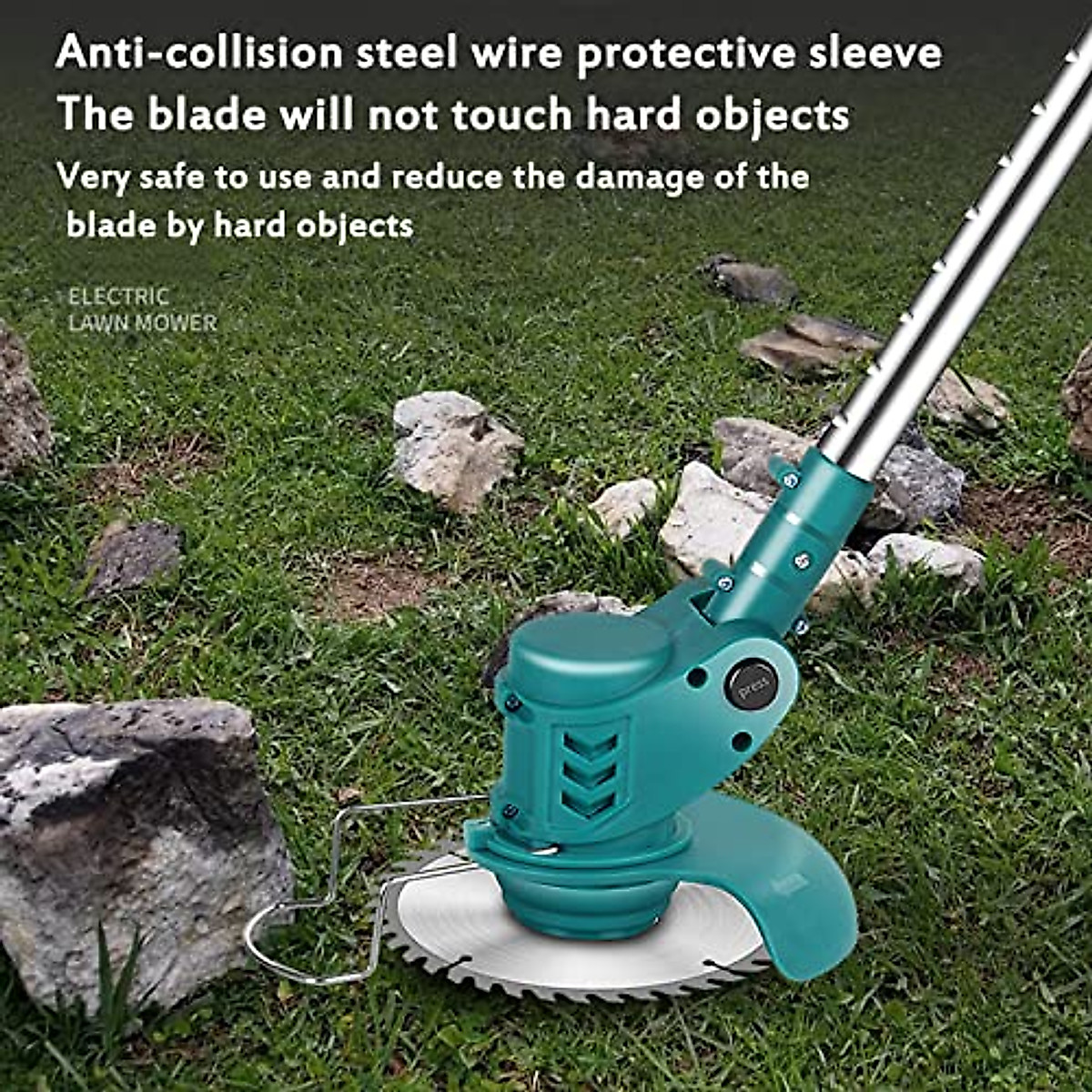 Stringless Weed Trimmer,Electric Weed Lawn Edger Eater Cordless Grass String Trimmer Cutter Tool & 2 24v Battery, Lawn Mower Stringless Trimmer Edger Lawn Tool，Lightweight Portable for Yards