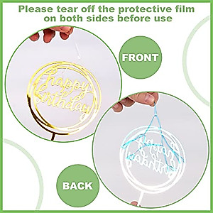 46 PCS Mini Ball Cake Topper Cupcake Insert Acrylic Cake Topper Decorations for Anniversary Graduation Birthday Party Baby Shower (Gold,Green,White)